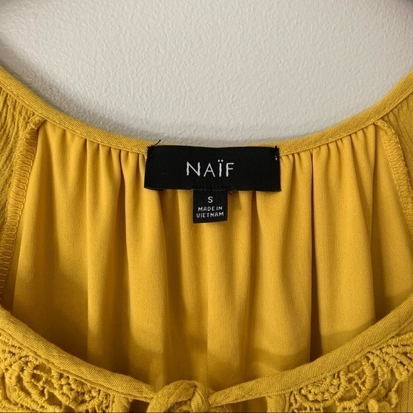 NAIF | Dresses | Naf Mustard Yellow Crochet Lace Trim Boho Dress | Poshmark